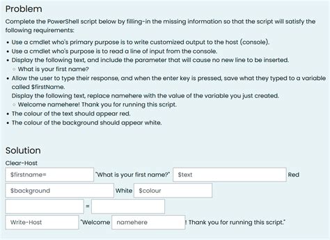 Solved Problem Complete The Powershell Script Below By