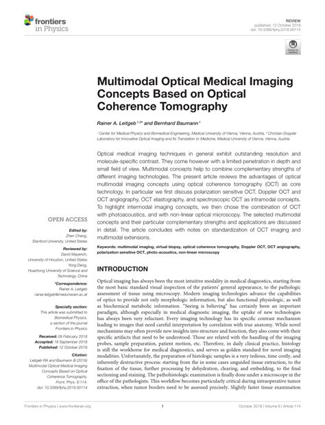 Pdf Multimodal Optical Medical Imaging Concepts Based On Optical