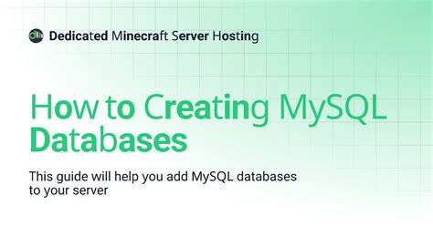 How To Creating Mysql Databases Dedicated Minecraft Server Hosting