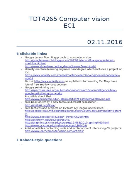 Tdt4265 Computer Vision Ec1 Resources Pdf