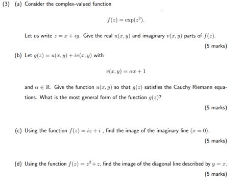 solved 3 a consider the complex valued function f z