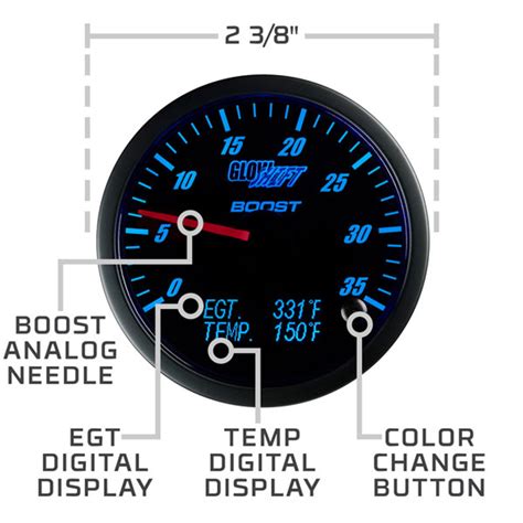 Glowshift Black Analog 35 Psi Boost W Digital Egt And Temp 3in1 Gauge