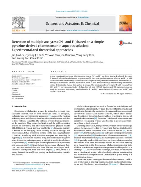 Pdf Detection Of Multiple Analytes Cn− And F− Based On A Simple Pyrazine Derived Chemosensor