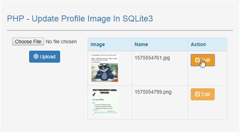 Php Update Profile Image In Sqlite3 Sourcecodester