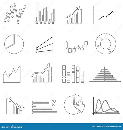 Black Outline Simple Graphs Variations Set Stock Vector Illustration Of Money Icons 53472579