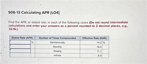 solved s06 13 ﻿calculating apr [lo4]find the apr or stated