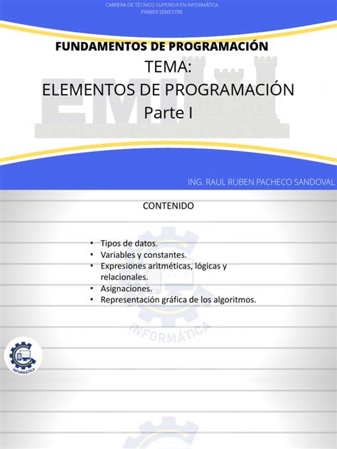 2 elementos de programacion pdf tipo de datos variable informática