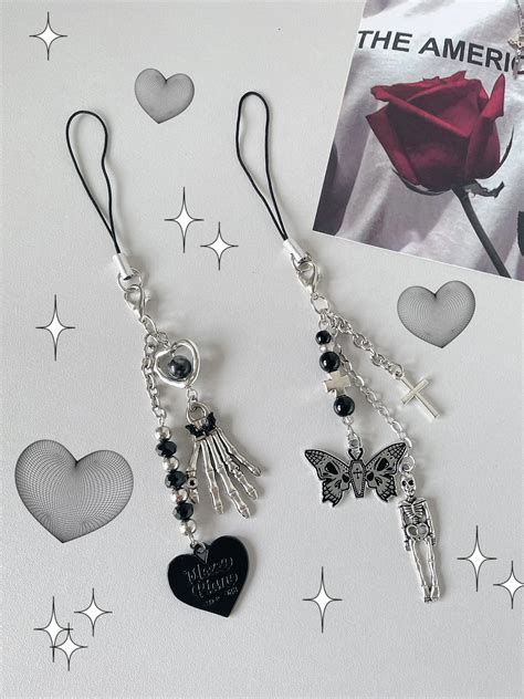 다크 부 할로윈 고딕 펑크 러브 해골 나비 관 십자가 오리지널 휴대폰 체인 Goo Ben 펜던트 카와이 매력 Aliexpress