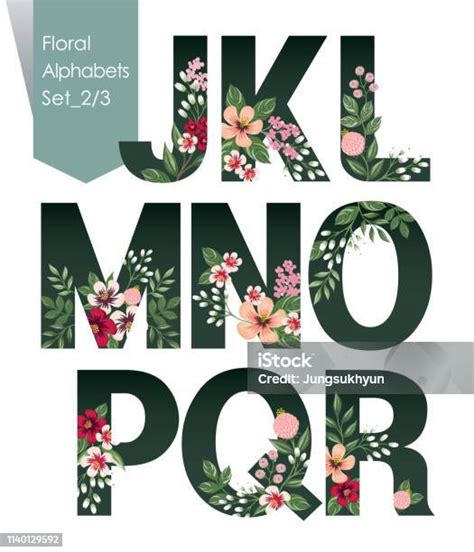 벡터 일러스트 레이 션의 꽃 알파벳 컬렉션입니다 결혼식 초대장 및 생일 카드에 대 한 아름 다운 꽃과 알파벳의 집합입니다 봄에 대한 스톡 벡터 아트 및 기타 이미지 Istock