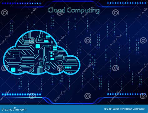 Abstract Futuristic Cloud Computing Technology Concept Dark Blue