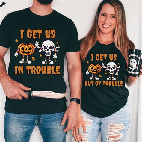 Funny Couples Halloween Shirts Matching Halloween Party Tshirts