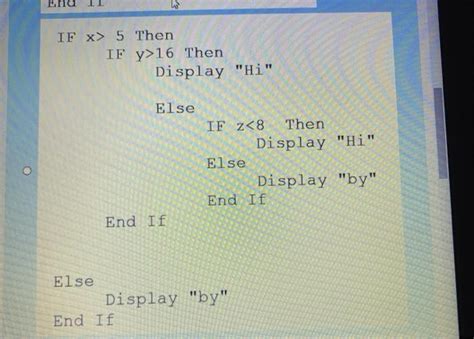 solved consider the pseudo code if x 5 and y 16 or z