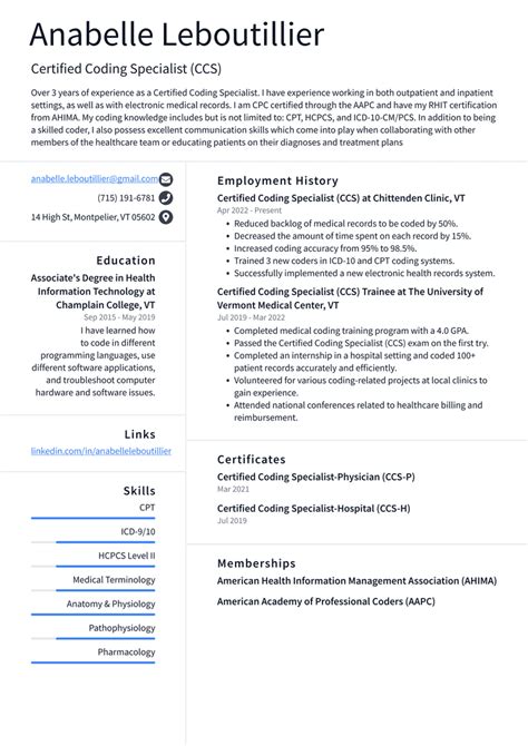 Medical Coder Resume Example And Writing Guide Resumelawyer