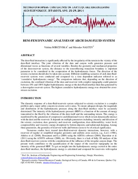 Pdf Bem Fem Dynamic Analyses Of Arch Dam Fluid System