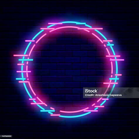 선이 있는 글리치 라운드 프레임 텍스트를 위한 공간이 있는 빈 프레임입니다 사이버 공간 디자인 벡터 스톡 일러스트 0명에 대한