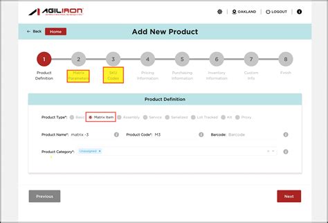 Add New Product Matrix Item