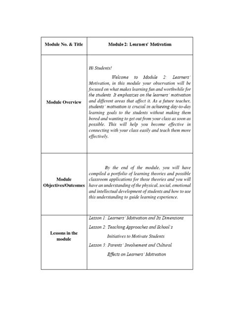 Module 2 Lesson 1 Pdf Motivational Motivation