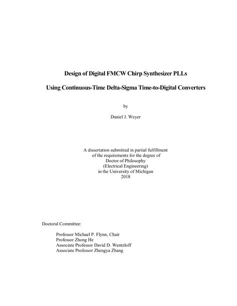 Design Of Digital Fmcw Chirp Synthesizer Plls Using Continuous Time Delta Sigma Time To Digital