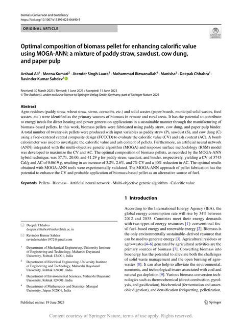 Optimal Composition Of Biomass Pellet For Enhancing Calorific Value Using Moga Ann A Mixture Of
