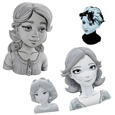 3d Elegant Stylized Female Bust Collection Model Turbosquid 2311083