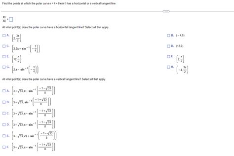Solved Find the points at which the polar curve r sinθ Chegg
