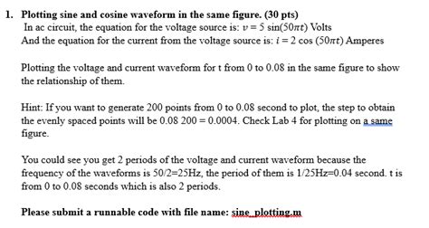 Solved 1 Plotting Sine And Cosine Waveform In The Same