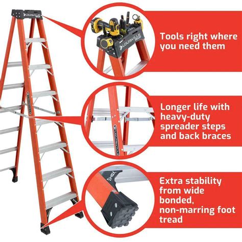 Louisville Ladder Fs1406hd 6 Ft Fiberglass Step Ladder With 375 Lbs