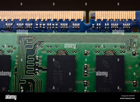 macro of computer hardware ddr3 memory module and circuit board stock