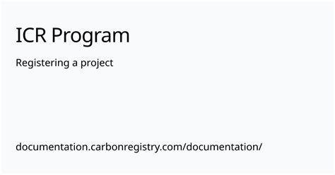 Registering A Project Icr Program