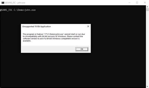 Unsupported 16 Bit Application Or Html Sans Internet Storm Center