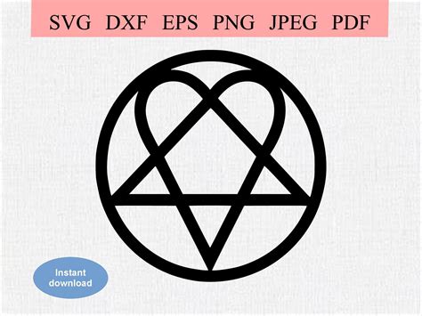 Heartagram Symbol Svg Dxf Eps Heart Inside Of A Pentagram Circle