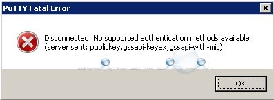 Fix Disconnected No Supported Authentication Methods Available AWS Putty