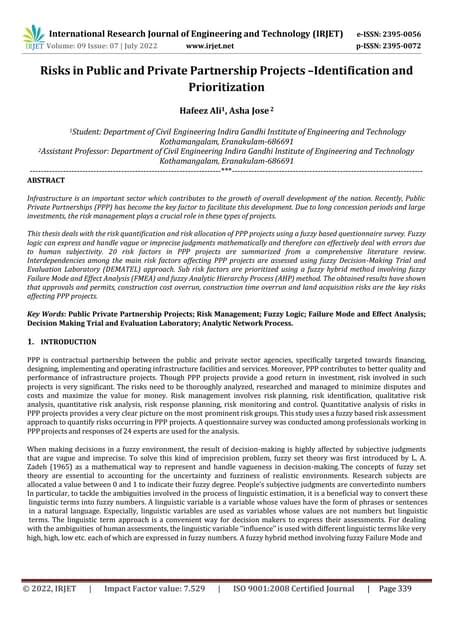 Risks In Public And Private Partnership Projects Identification And Prioritization Pdf