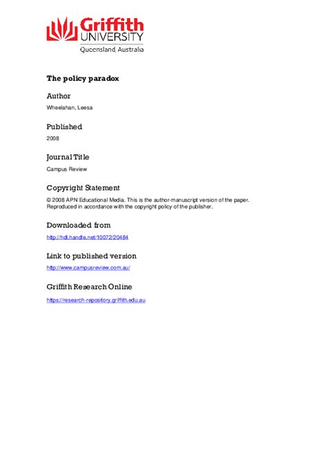 Pdf The Policy Paradox