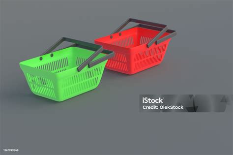 소매 상품의 구매 판매 큰 할인 수익성 있는 제안 신상품의 등장 발표 회색 배경에 빈 쇼핑 바구니 공간을 복사합니다 3d 렌더 3차원 형태에 대한 스톡 사진 및 기타 이미지