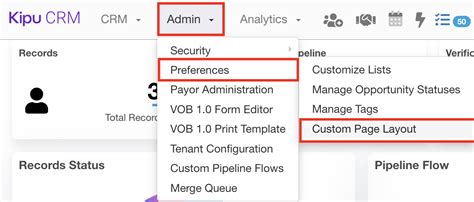 custom page layout kipu crm