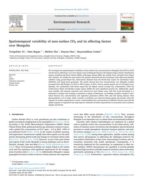 Pdf Spatiotemporal Variability Of Near Surface Co2 And Its Affecting