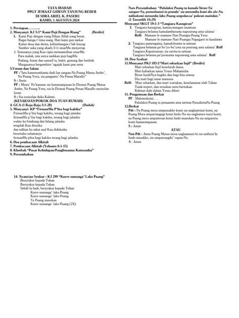 Tata Ibadah Kamis 1 Augst 2024 Pdf
