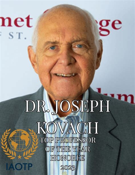 Congratulations Dr Joseph Kovach Selected As Top Professor Of The Year By… Stephanie Cirami