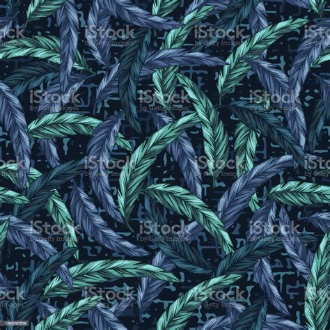 얽힌 깃털이 있는 매끄러운 파란색 위장 패턴 작은 추상적 인 모양의 배경으로 질감 겹치는 요소가있는 조밀 한 구성 티셔츠 디자인 섬유 스포츠 용품에 좋습니다 0명에 대한