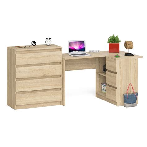 Комод Мори МК 800 4 ящика и угловой стол компьютерный МС 16 правый дуб сонома купить в Санкт