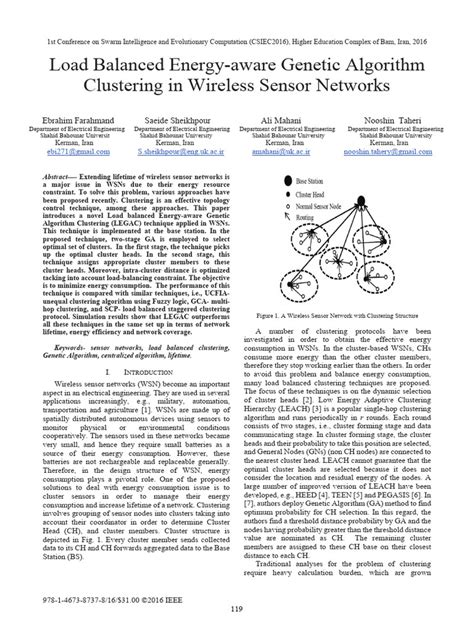 Load Balanced Energy Aware Genetic Algorithm Clustering In Wireless