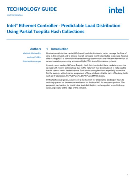intel® ethernet controller predictable load distribution using