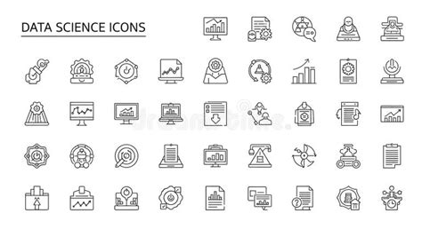 Data Science Icons Set Analytics Ai Machine Learning Big Data Stock Vector Illustration