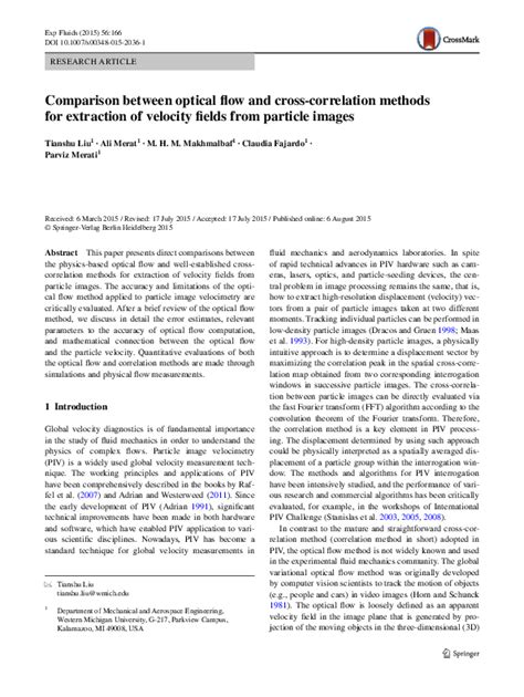 Pdf Comparison Between Optical Flow And Cross‑correlation Methods For