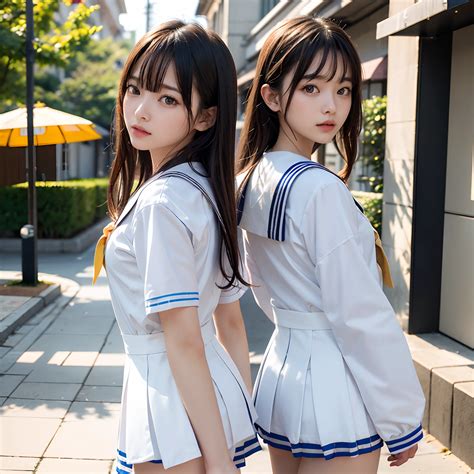 شابتان ترتديان زي البحارة تقفان على الرصيف Seaart Ai