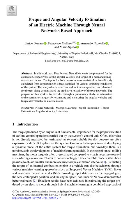 Pdf Torque And Angular Velocity Estimation Of An Electric Machine