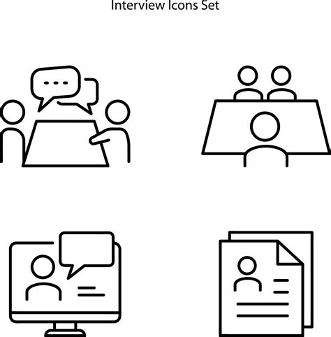 Interview Icons Set Isolated On White Background Interview Icon Thin Line Outline Linear