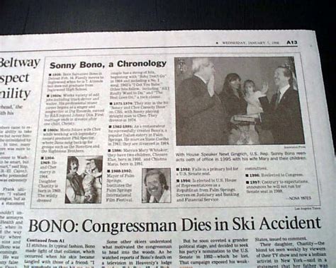 Sonny Bono Killed Skiing In 1998