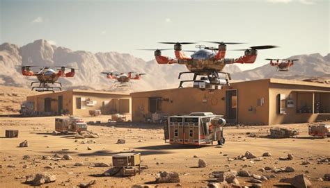 Premium Ai Image A Fleet Of Autonomous Drones Equipped With Medical Supplies Communication